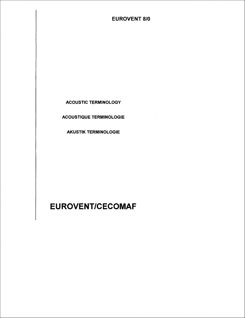 Eurovent 8/0: Acoustic terminology - Eurovent