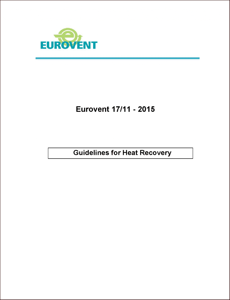 Eurovent 17/11: Guidelines for Heat Recovery - Eurovent