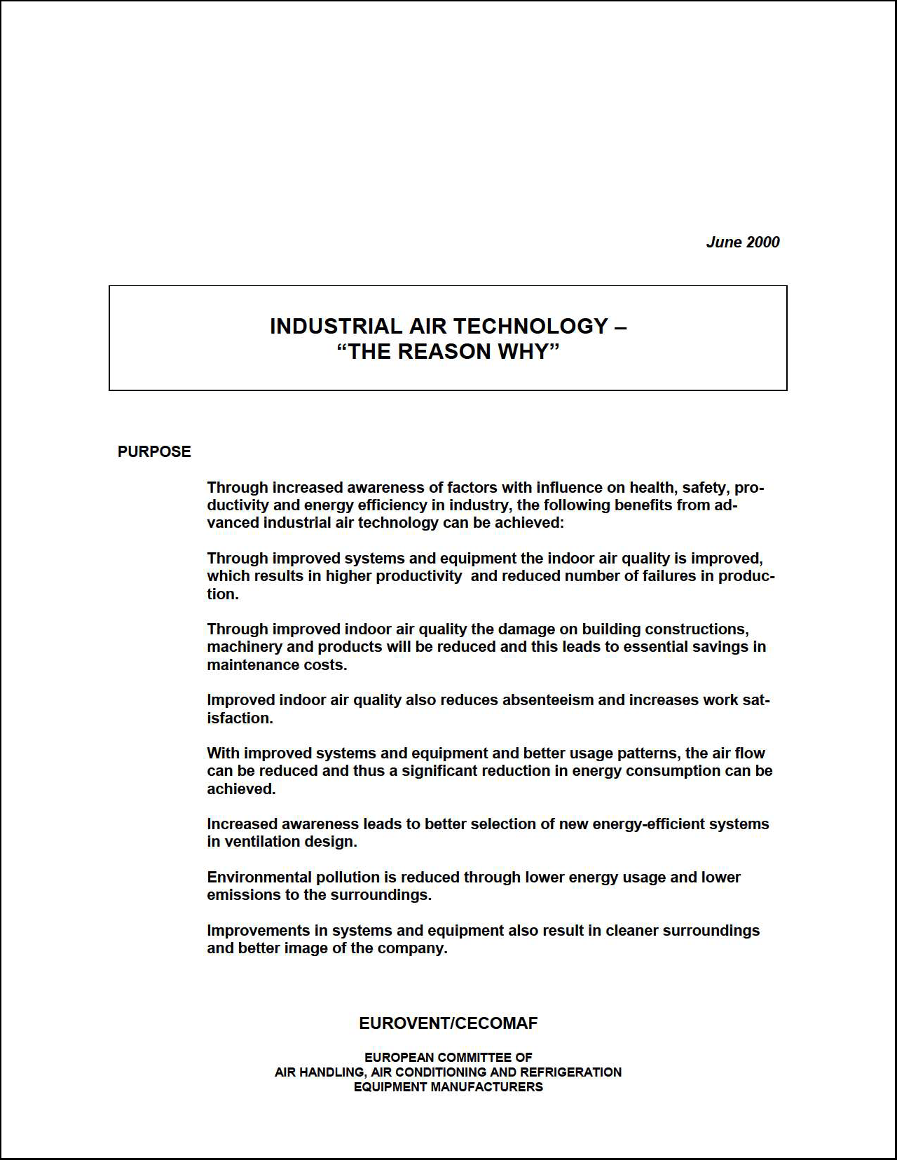 Eurovent 12/13: Industrial air technology - the reason why - Eurovent