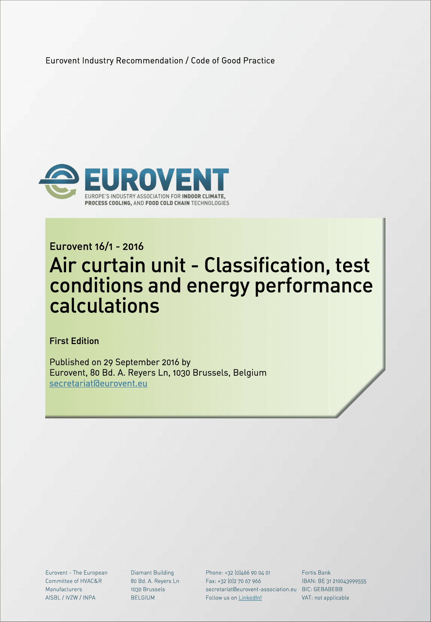 Eurovent 16/1: Air curtain unit - Classification, test conditions and ...