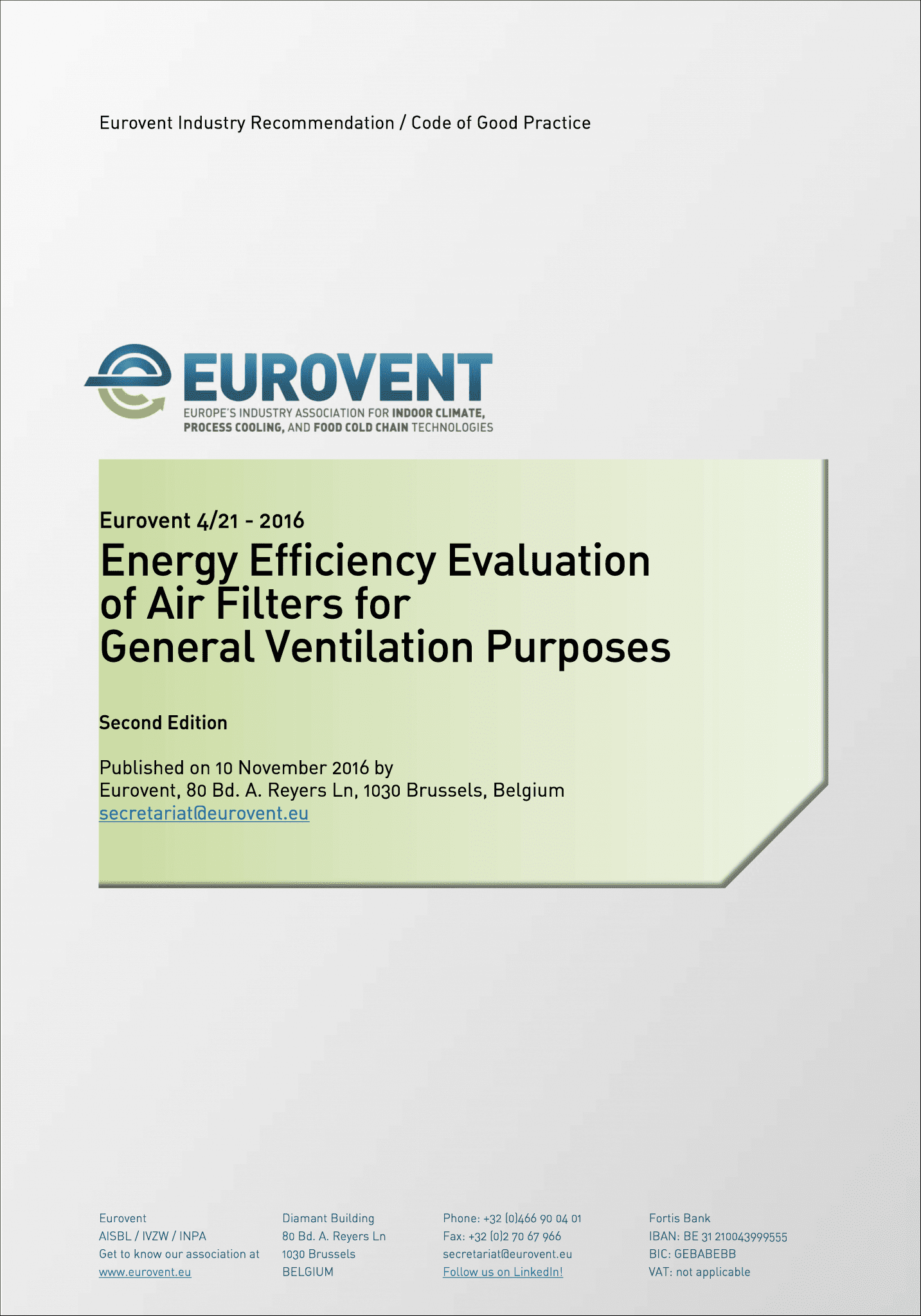 Eurovent 4/21: Energy Efficiency Evaluation of Air Filters for General ...