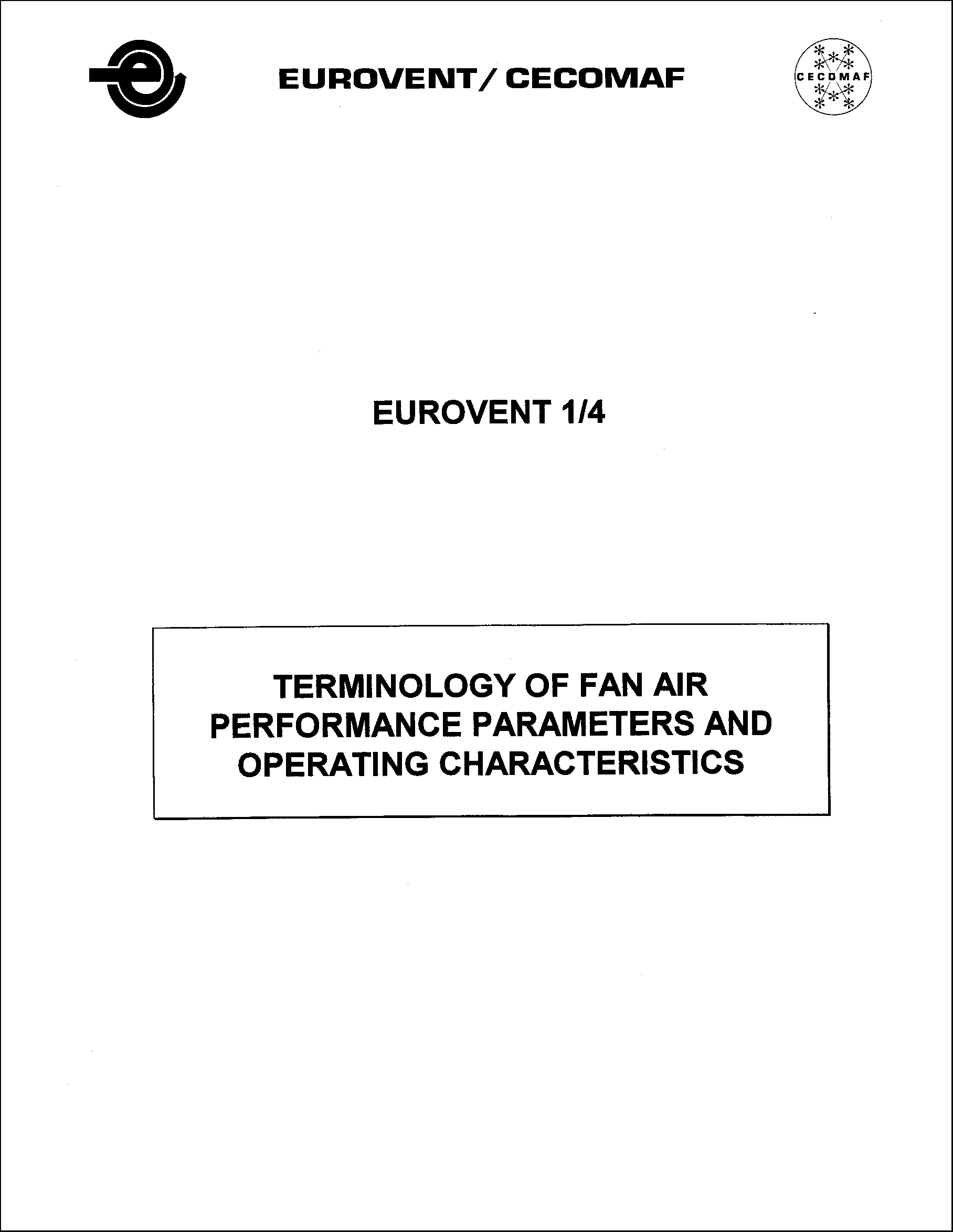 Eurovent 1/4: Terminology of fan air performance parameters and ...