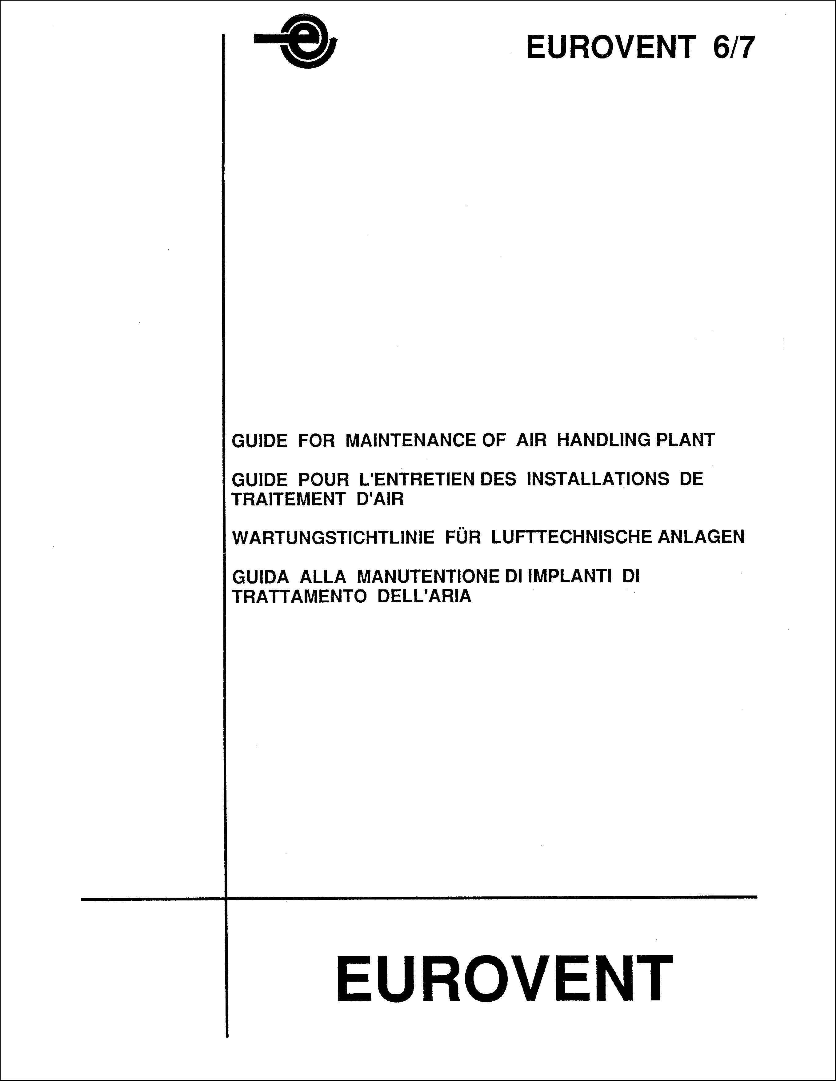 Eurovent 6/7: Guide for maintenance of air handling plant - Eurovent