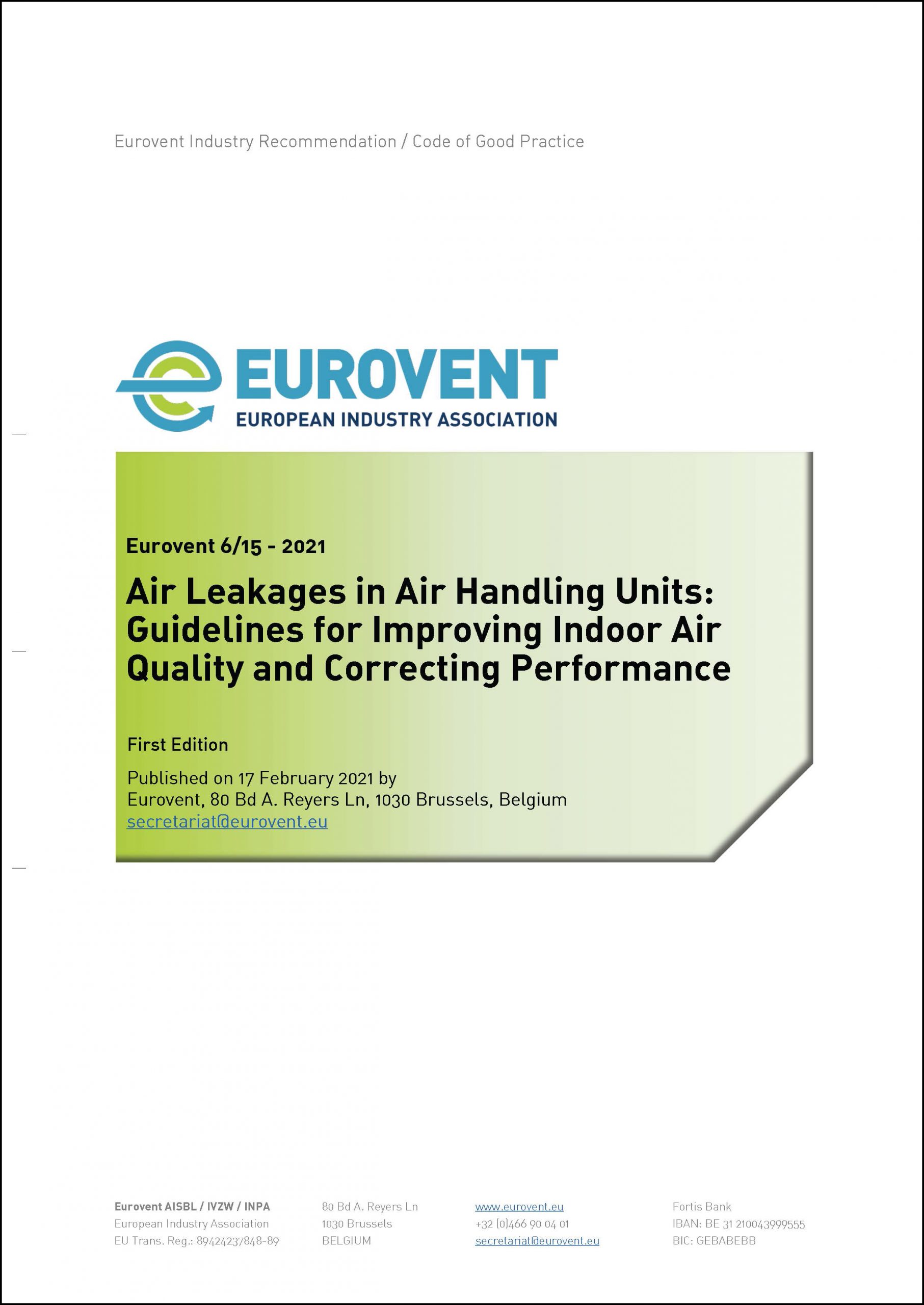 Eurovent 6/15: Air Leakages in Air Handling Units - Eurovent