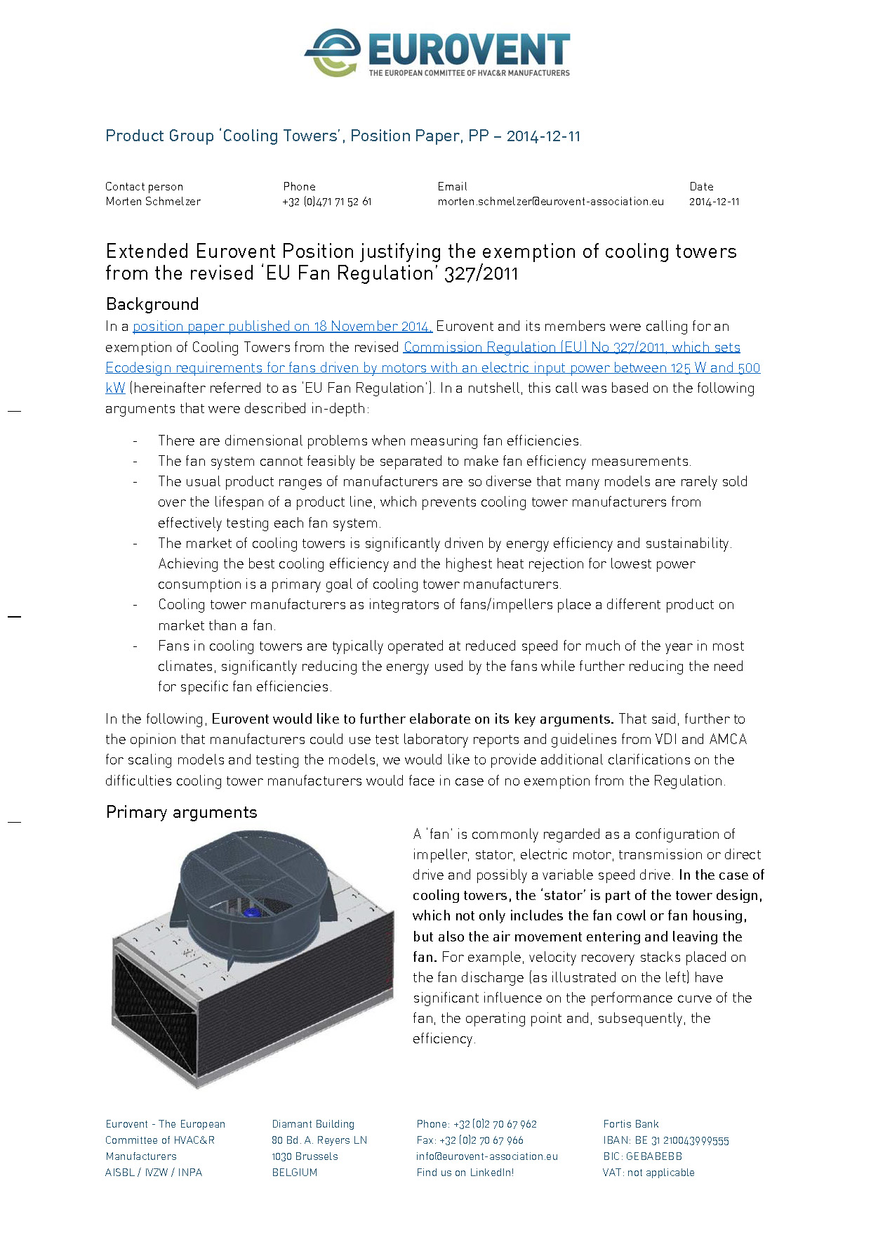 Extended Eurovent Position on cooling towers and the EU Fan Regulation ...