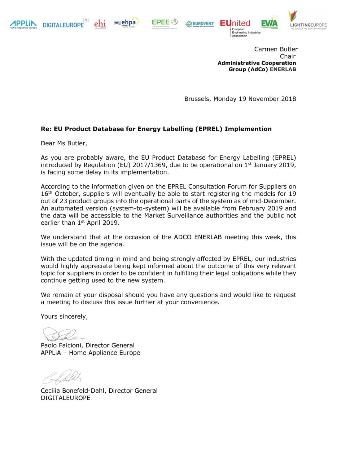 Joint Industry Letter to ADCO on EPREL - Eurovent