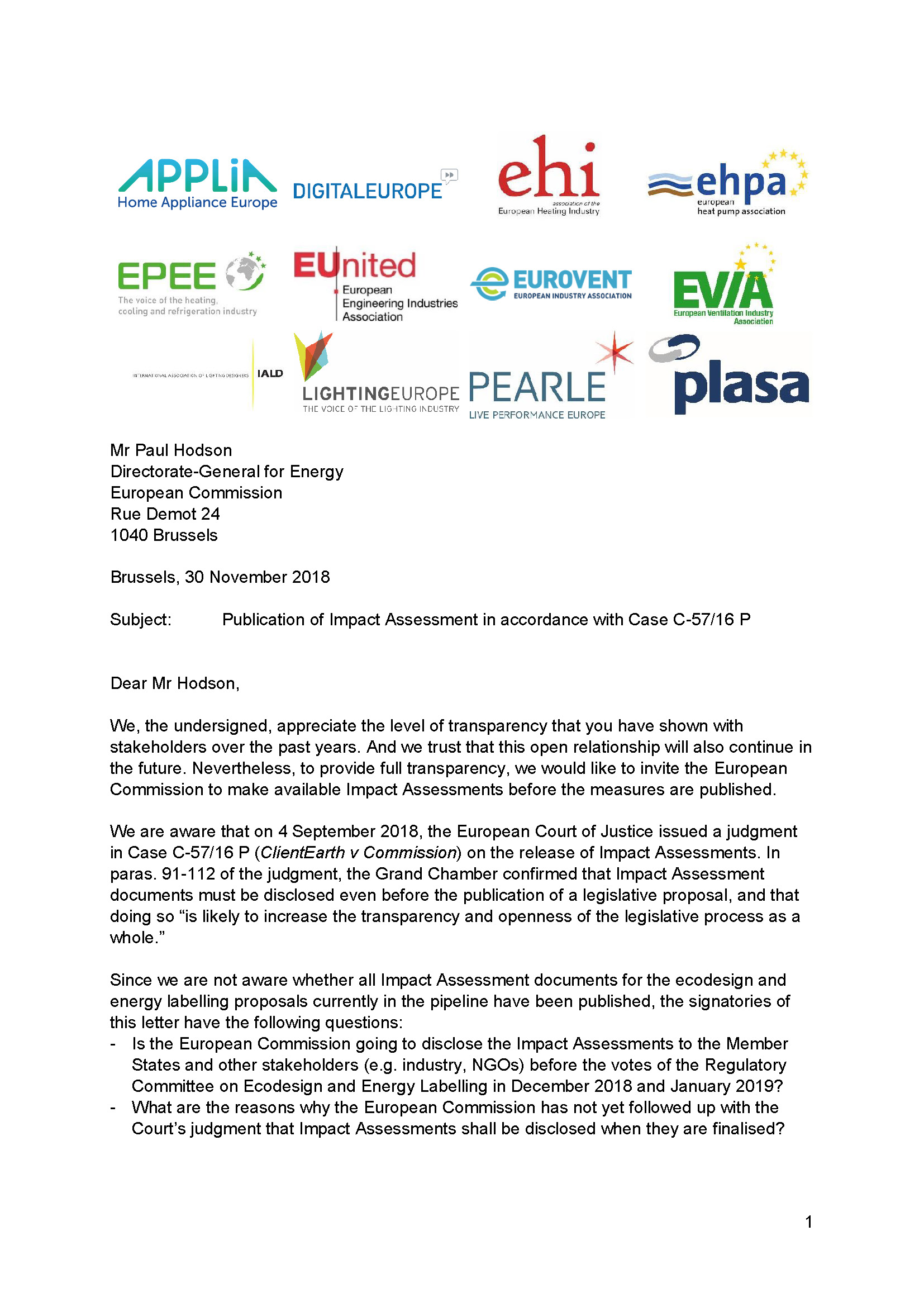 Joint Industry Letter to Paul Hodson on Impact Assessment disclosure ...
