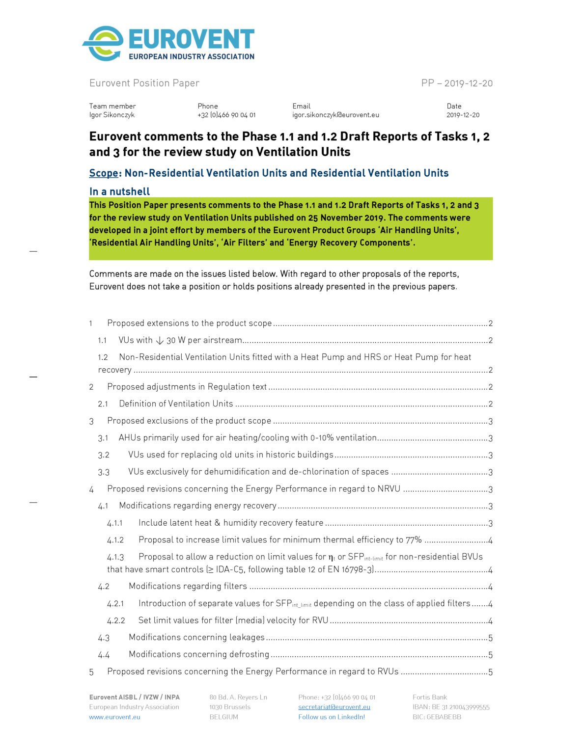 Eurovent comments to phase 1.1 and 1.2 Draft Reports Tasks 1-3 VU ...