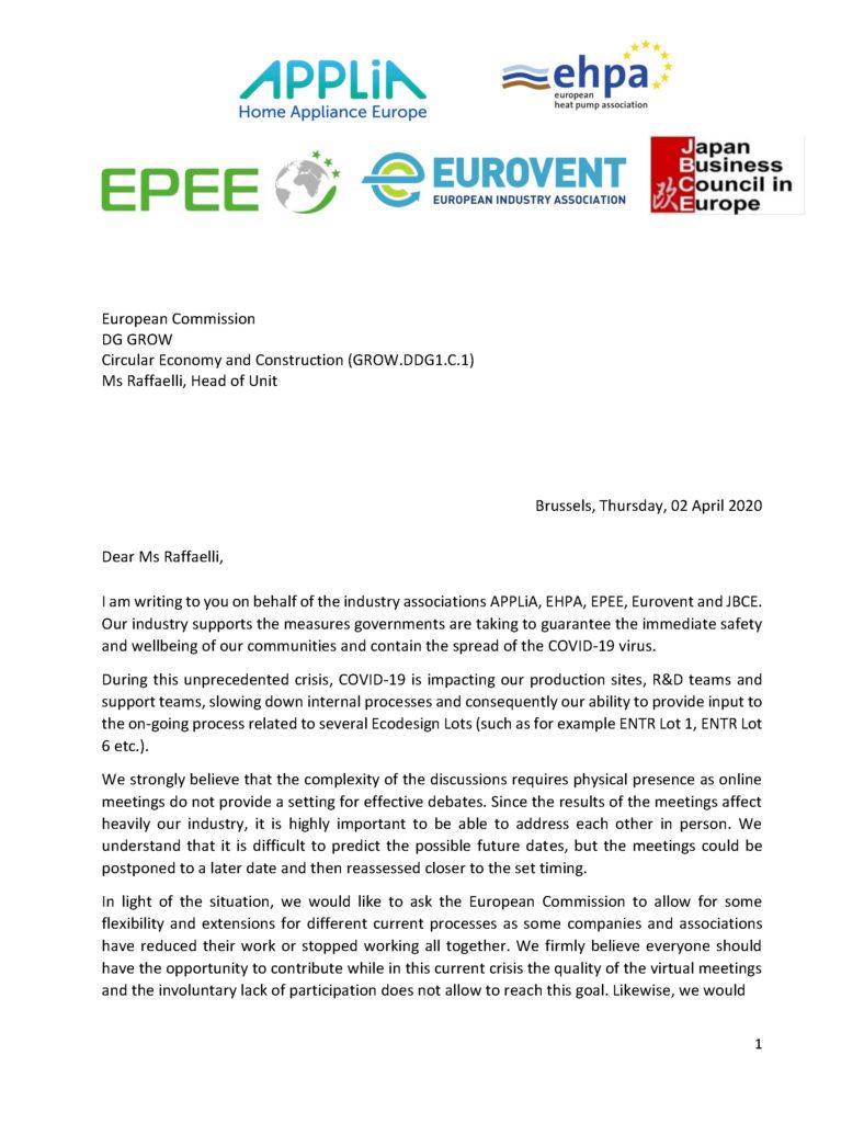 Joint Industry letter to DG GROW - Eurovent