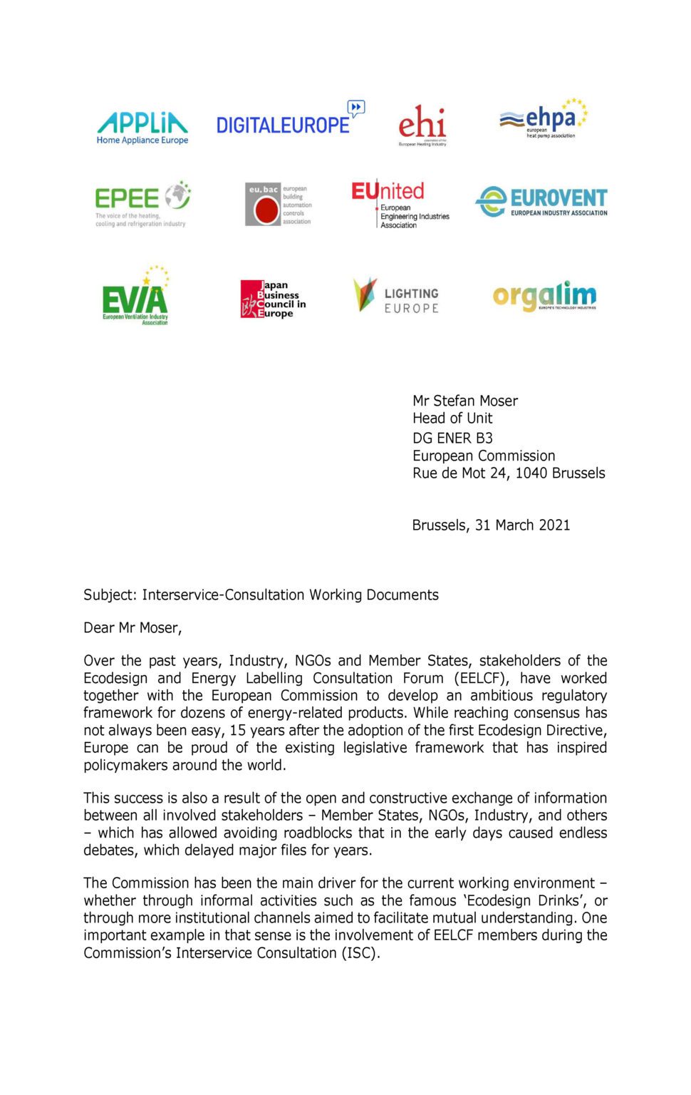 Joint Industry Letter to DG ENER on Inter-Service Consultation Working ...