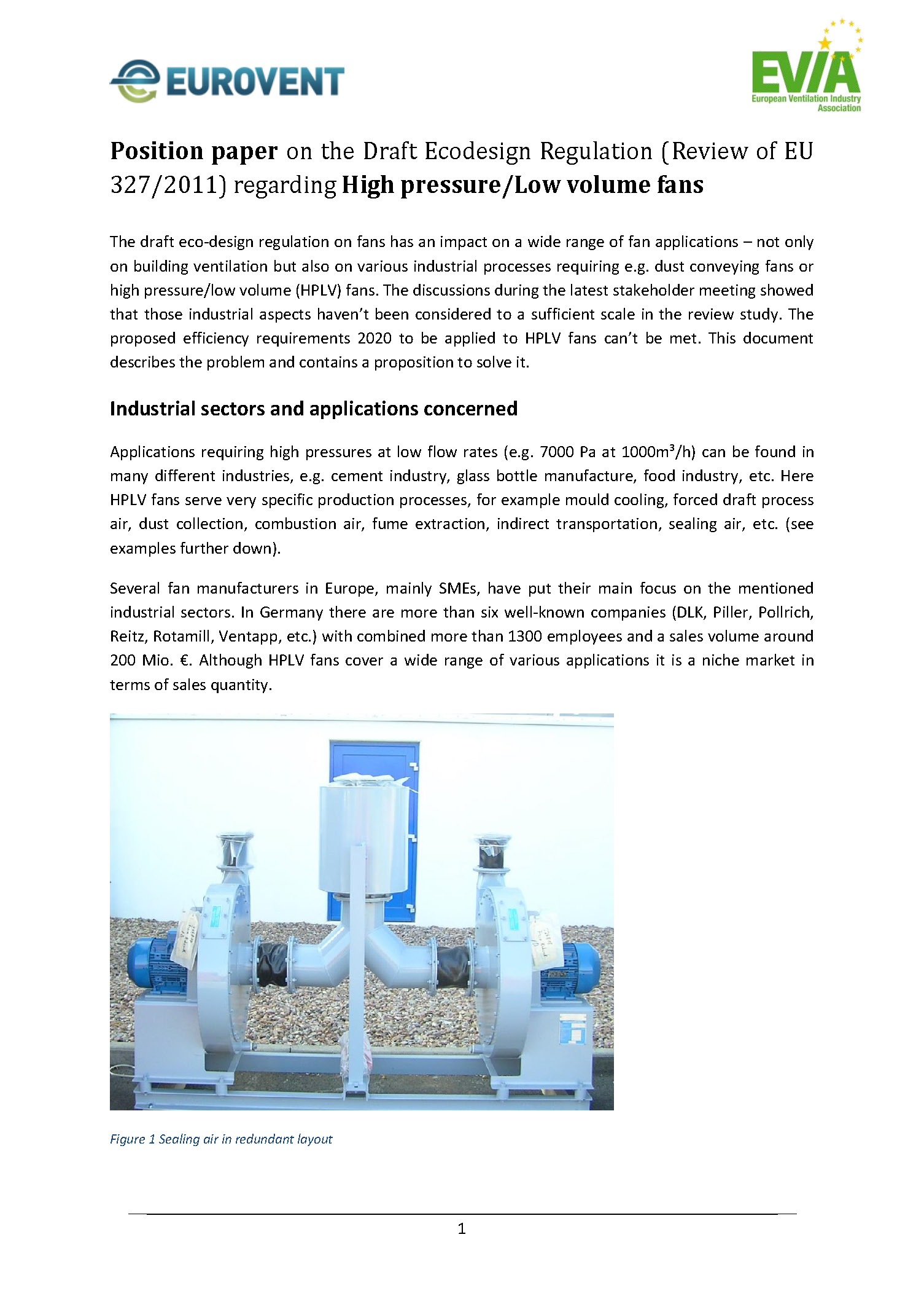 Eurovent-EVIA Position on HPLV fans - Eurovent